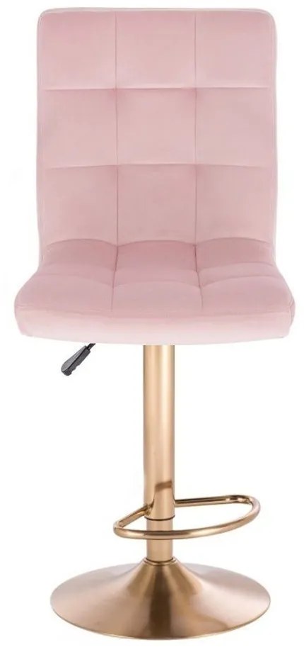 LuxuryForm DESIGN Barová židle TOLEDO VELUR na zlaté kulaté podstavě - růžová