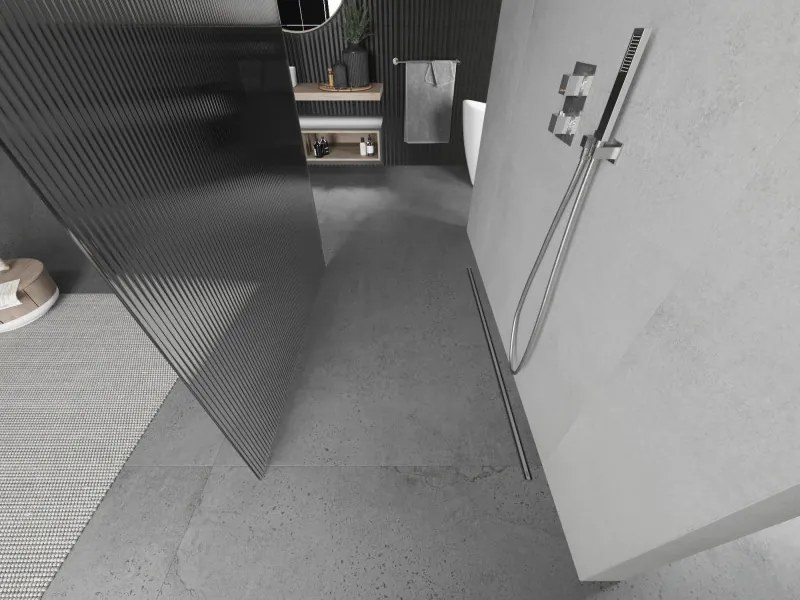 Mexen Kioto, sprchová zástěna Walk-In 110 x 200 cm, 8mm sklo s žebrovým vzorem, chromový profil, 800-110-002-01-09