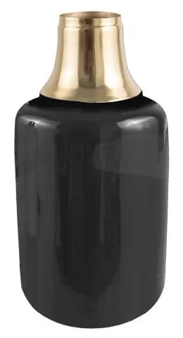 Černá váza s detailem ve zlaté barvě PT LIVING Shine, výška 28 cm