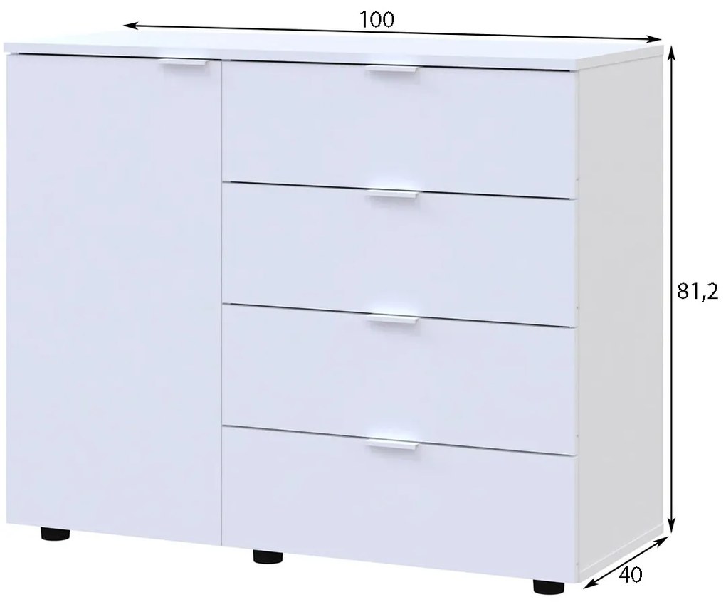 Komoda s dvířky a 4 zásuvkami GC1 100 cm Gelar Dub sonoma