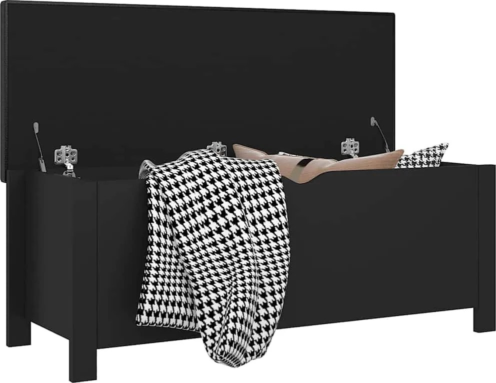 Úložný box s poduškou černá 105 x 40 x 45 cm kompozitní dřevo 326769
