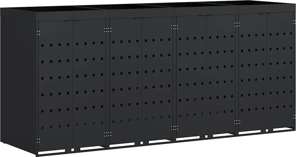 Úložný box na 4 popelnice Černá 272 x 77,5 x 121,5 cm 3394740