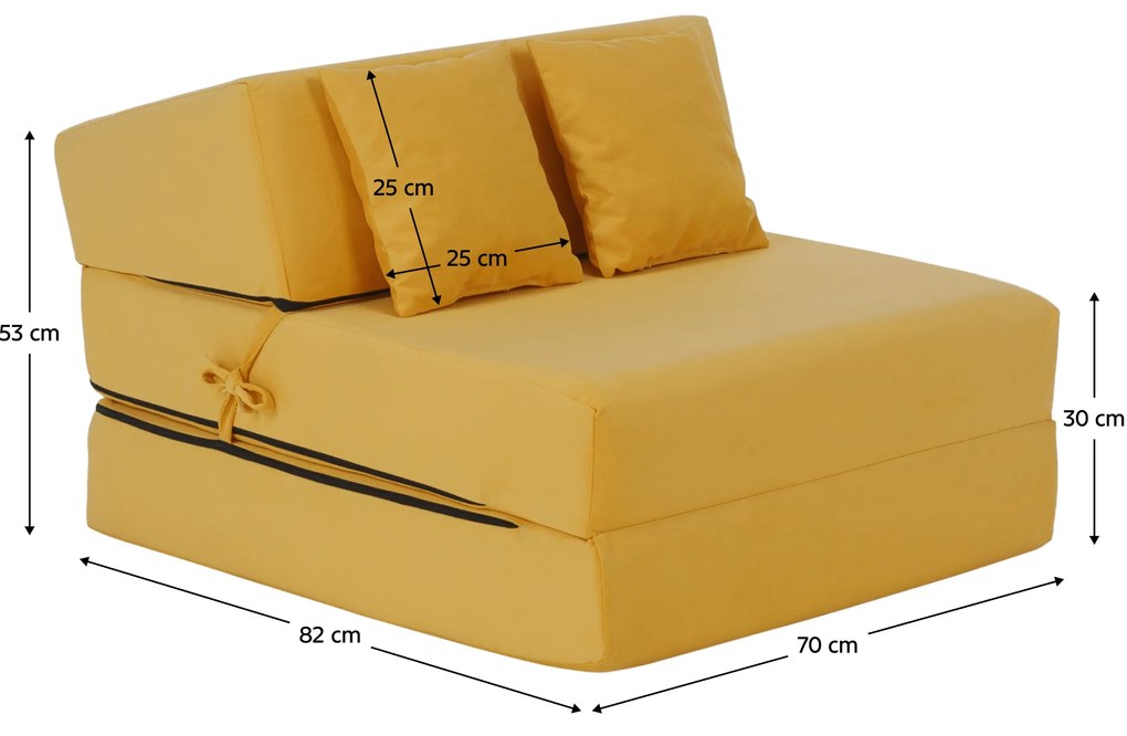 Kondela Skládací matrace/křeslo, 2v1, žlutá, PELOS