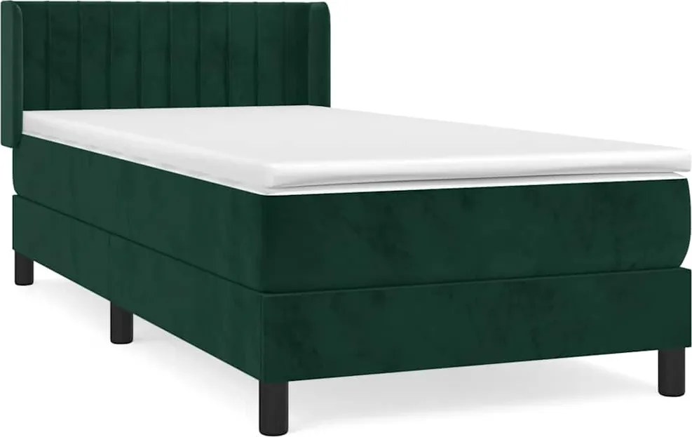 Box spring postel s matrací tmavě zelená 90x190 cm samet 3131054