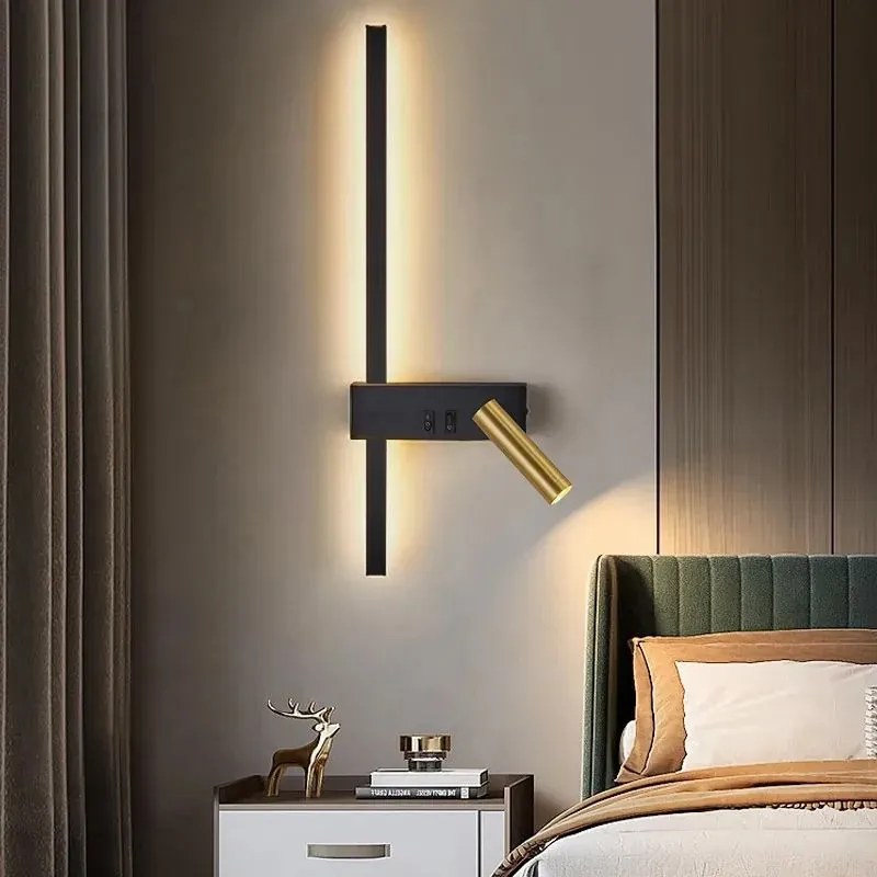 Toolight Toolight, LED nástěnné svítidlo 8W, 4000K, APP1439-W RIGHT, černá-zlatá lesklá, OSW-04777