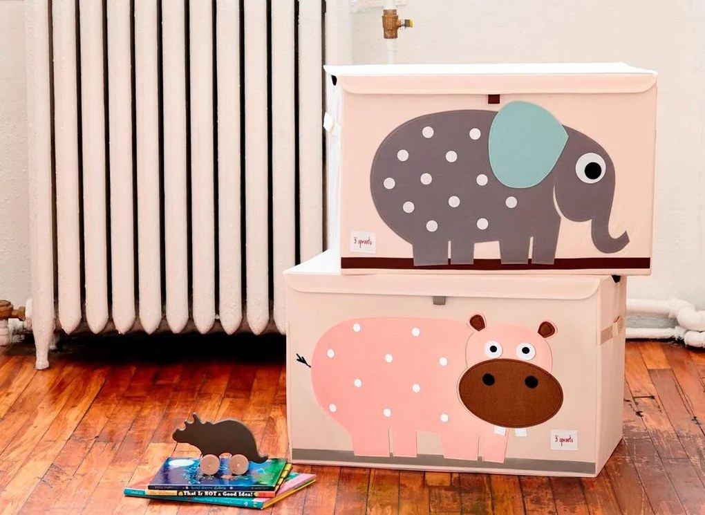 3 SPROUTS Truhla na hračky 3 Sprouts Hippo Pink