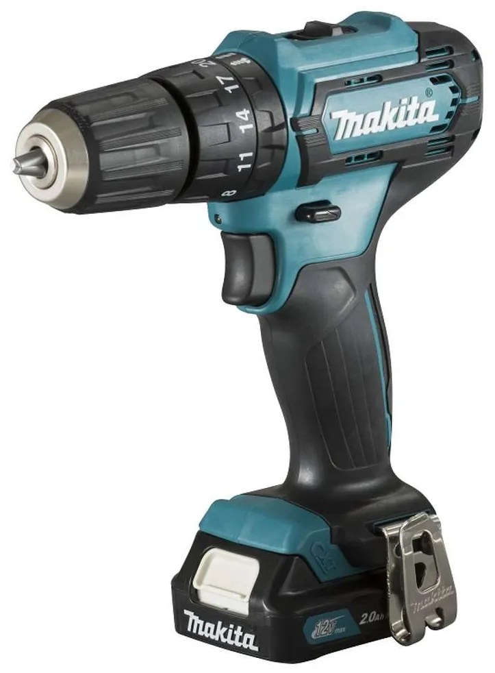 Makita - 12V AKU vrtačka s příklepem, 2x aku 2,0 Ah CXT, nabíječka HP333DSAE