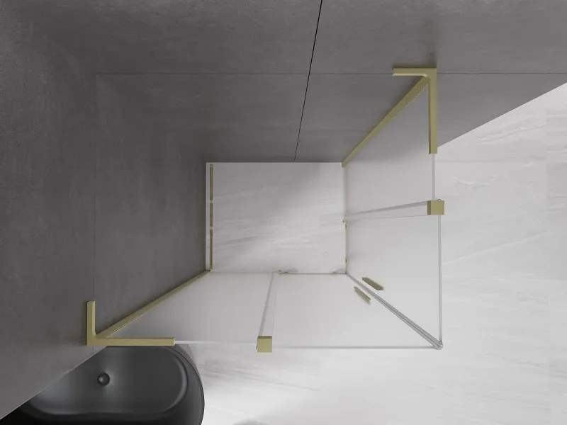 Mexen Velar L Duo, sprchový kout s posuvnými dveřmi 100 x 90 cm, 8mm sklo námraza, zlatá matná, 871-100-090-02-33-55