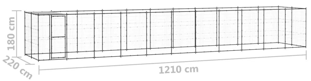 vidaXL Venkovní psí kotec se střechou ocel 26,62 m²