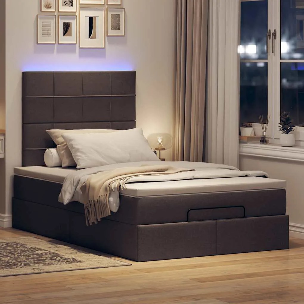 Osmanský rám postele s matrací tmavě hnědá 120x190cm textil 3313992