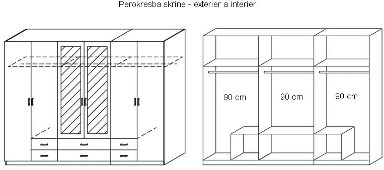 Šatní skříň Gamma, dub sonoma/bílá