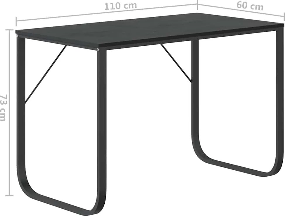 Počítačový stůl černý 110 x 60 x 73 cm dřevotříska 30200