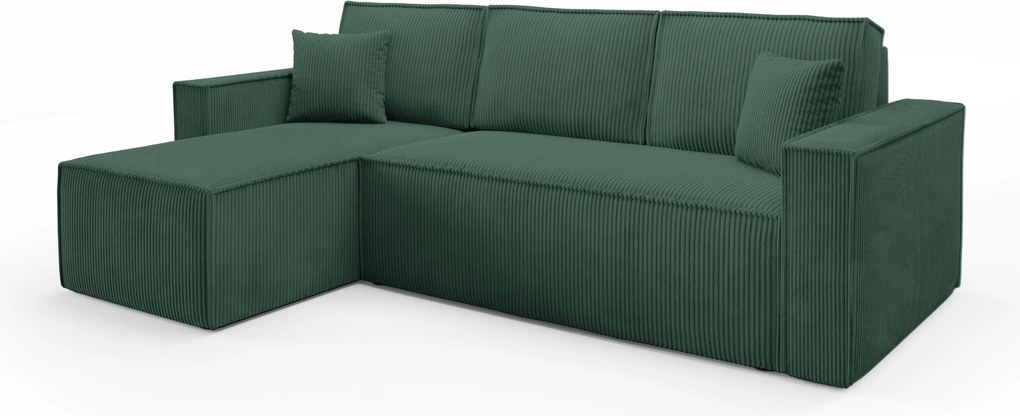 Rohová rozkládací sedací souprava do L BASIC, 240 cm, s úložným prostorem Roh pohovky: Pravý roh, Barva látky: Černá (Poso 135)