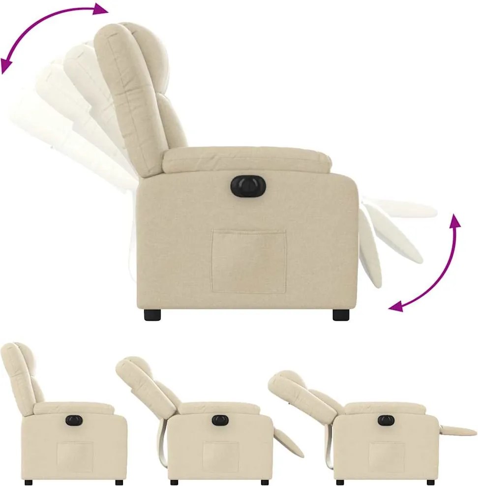 Elektrické polohovací křeslo krémové textil 3205187
