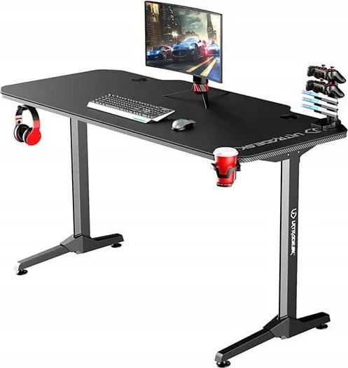 Ultradesk Psací stůl pro hráče Frag Black, 140 x 66 cm, 76 cm, s podložkou pod hráčem