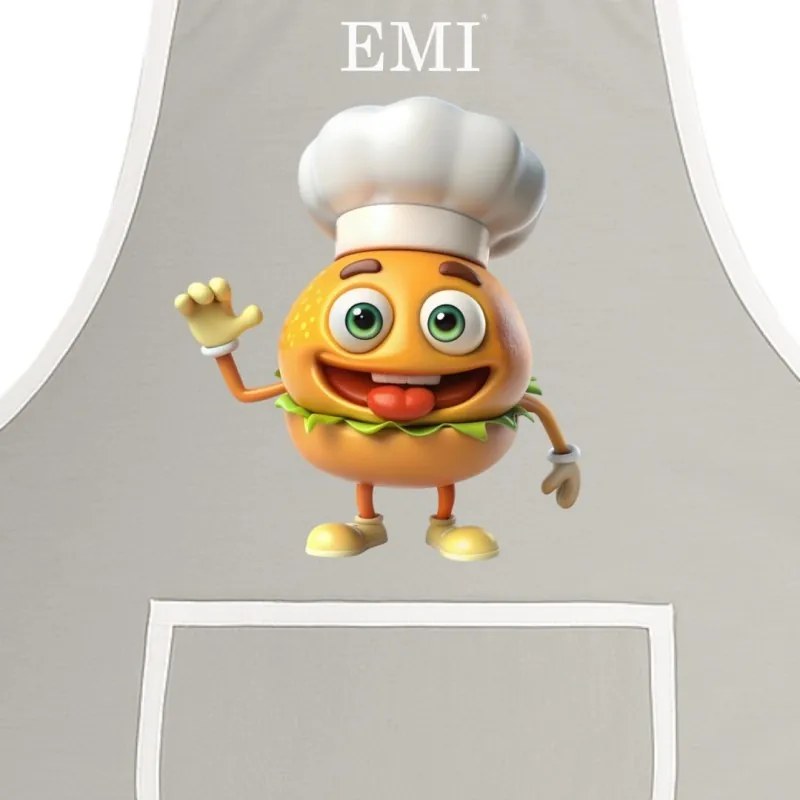 Kuchyňská zástěra Burger EMI, šedá
