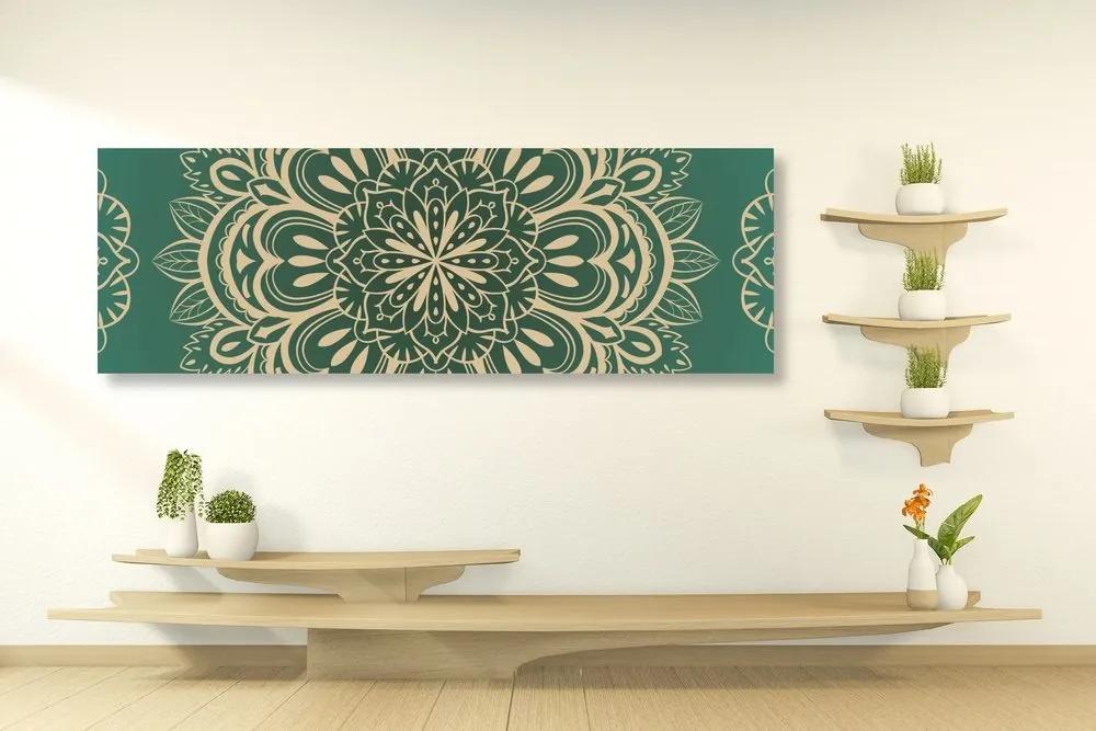 Obraz Mandala na tyrkysovém pozadí - 150x50 cm