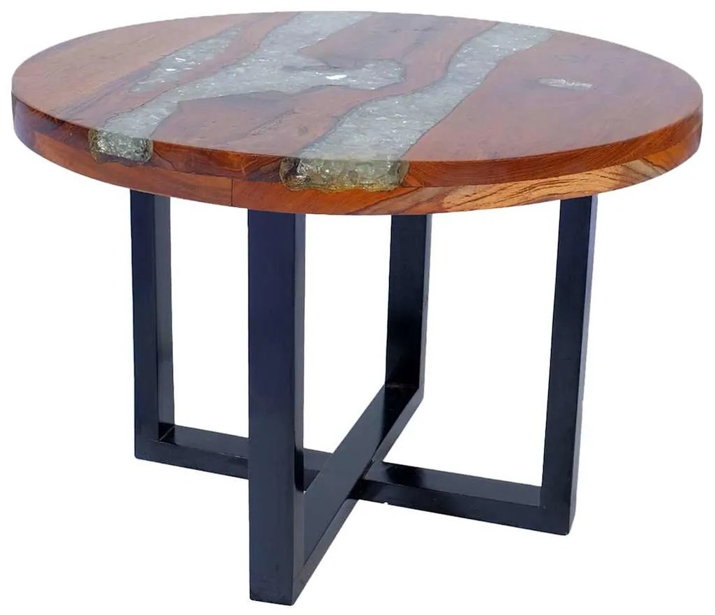 Konferenční stolek, teak a pryskyřice 60 cm 243466