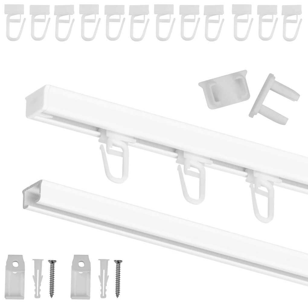 Dekodum Jednořadá hliníková stropní kolejnicová garnýž bílá kombinovaný 400 cm