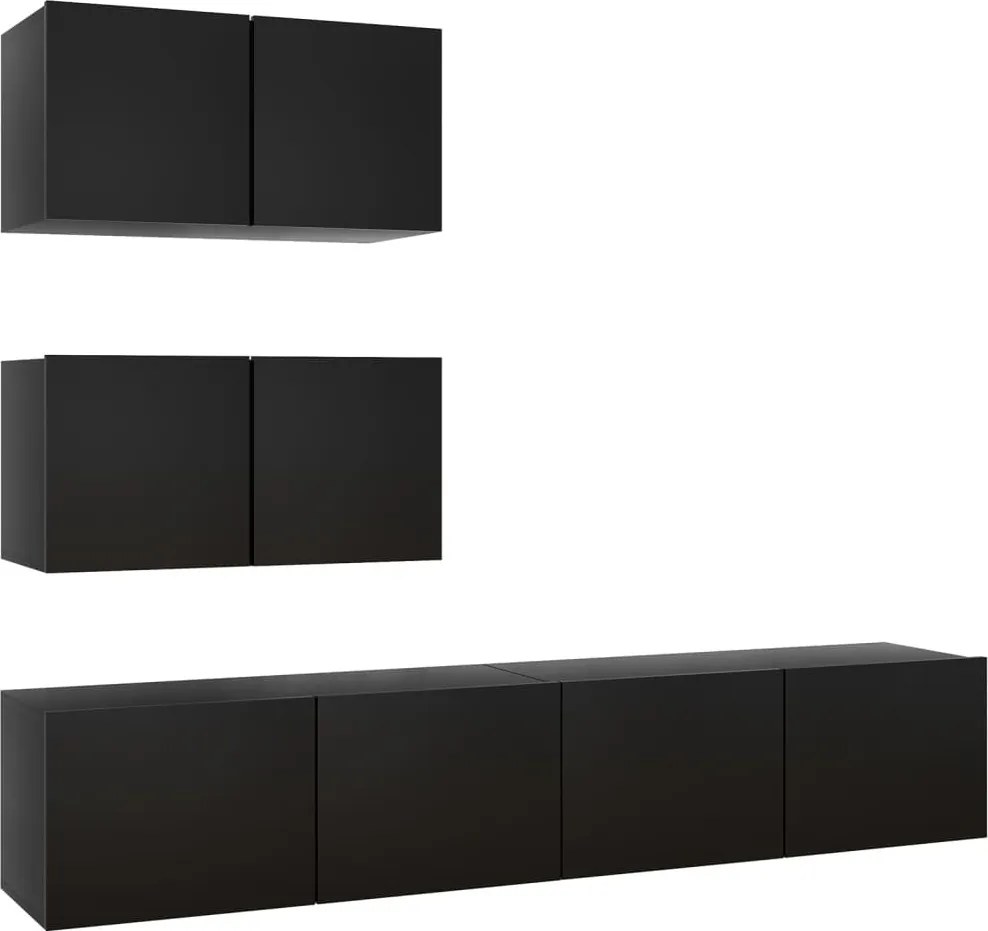 vidaXL 4dílný set TV skříněk dřevotříska [3078710] Barva: Betonová šedá