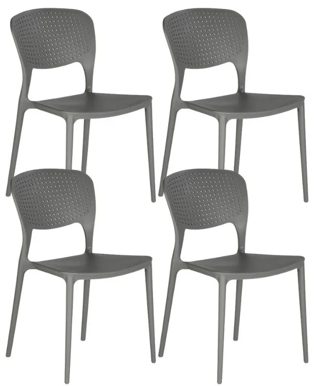 B2B Partner Plastová jídelní židle EASY, šedá, 4 ks