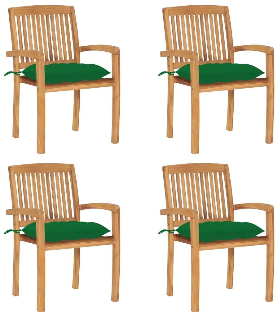vidaXL Stohovatelné zahradní židle s poduškami 4 ks masivní teak