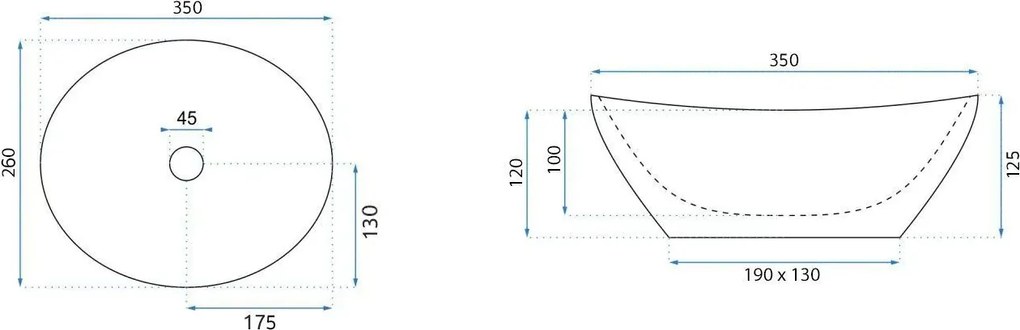 Rea Sofia Mini, umyvadlo na desku 350x260x125 mm, imitace kamene - šedá Grigio, REA-U9237