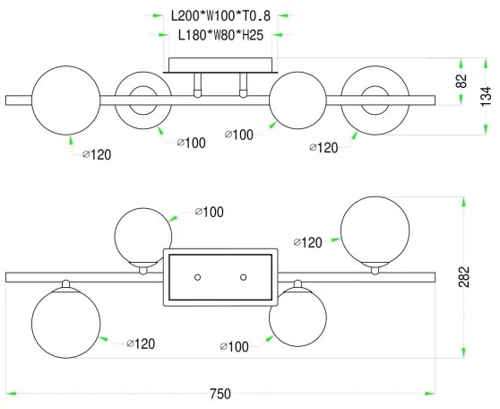 Wofi 7014-405W - LED Přisazený lustr VILLA 4xG9/3W/230V černá