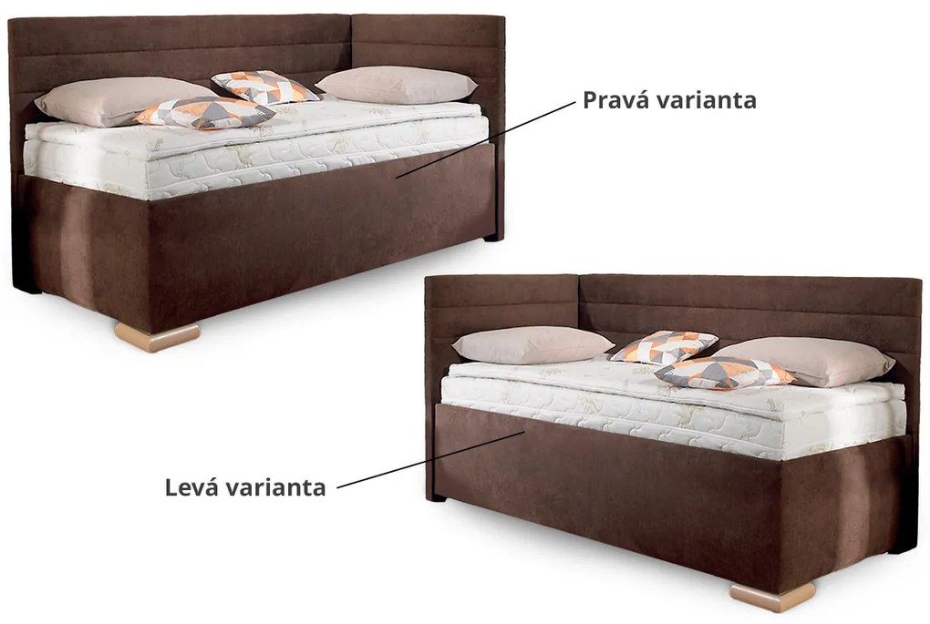 NEW DESIGN postele Rohová postel boxspring VENETO bez úložného prostoru s čely, 80×200 cm Velikost postele: 80 × 200 cm, Strana: Pravá