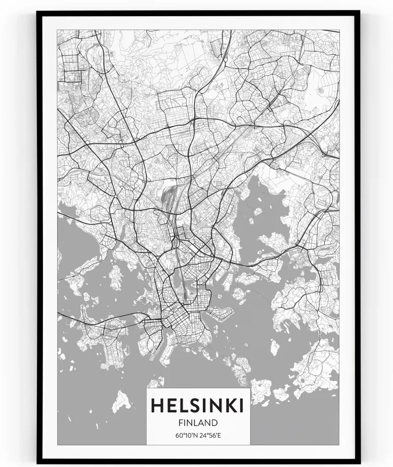 Plakát / Obraz Mapa Helsinki Pololesklý saténový papír 210 g/m² A4 - 21 x 29,7 cm