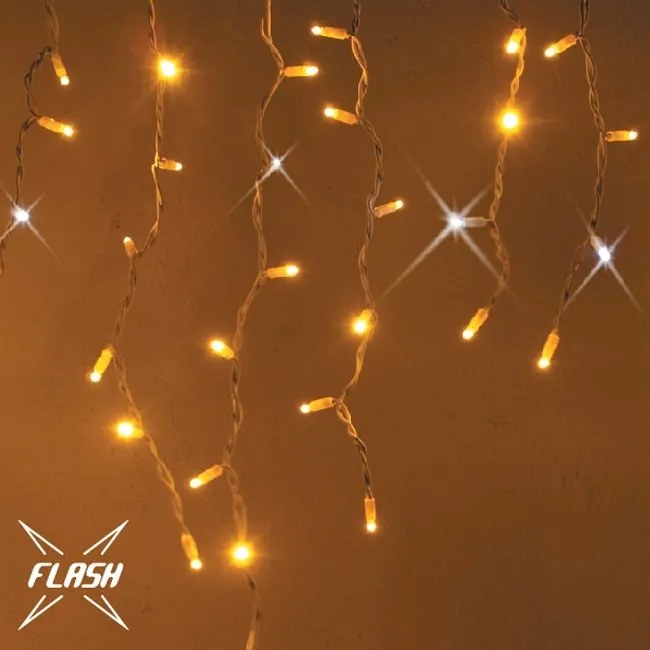Easy Fix venkovní LED rampouchy, světelné krápníky, 300 × 90 cm, teple bílá s FLASH, 174 diod, bílý kabel, IP67, prodlužovací
