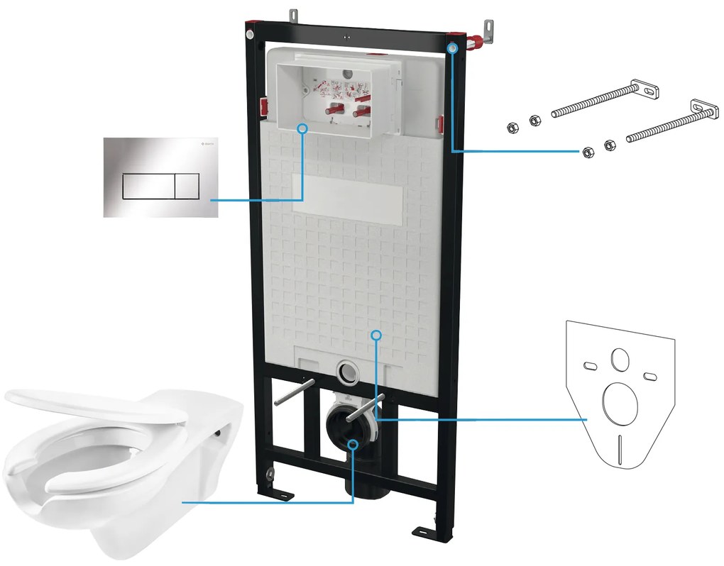 Deante WC set Vital 6v1, podomítkový systém + toaleta -