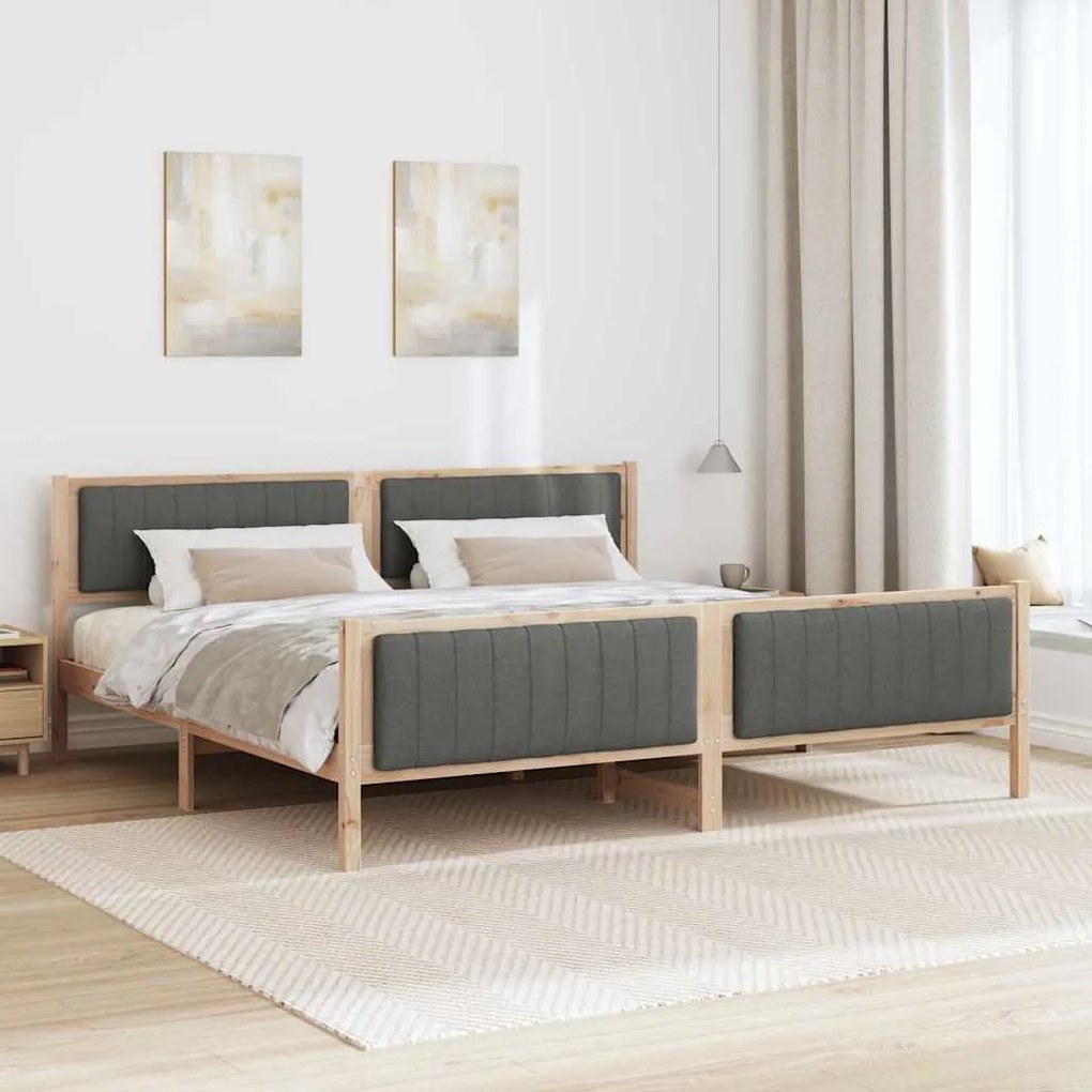 Rám postele s čelo hnědá a tmavě šedá 200 x 200 cm 3394299