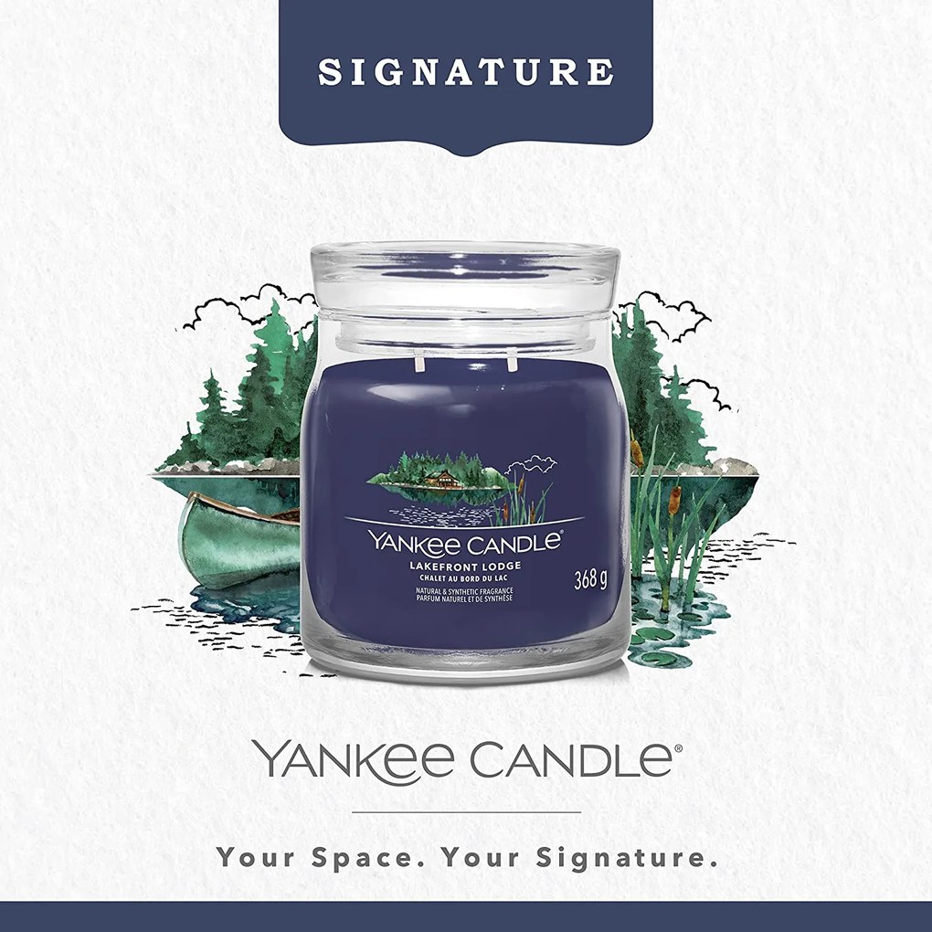 Yankee Candle vonná svíčka Signature ve skle střední Lakefront Lodge 368g