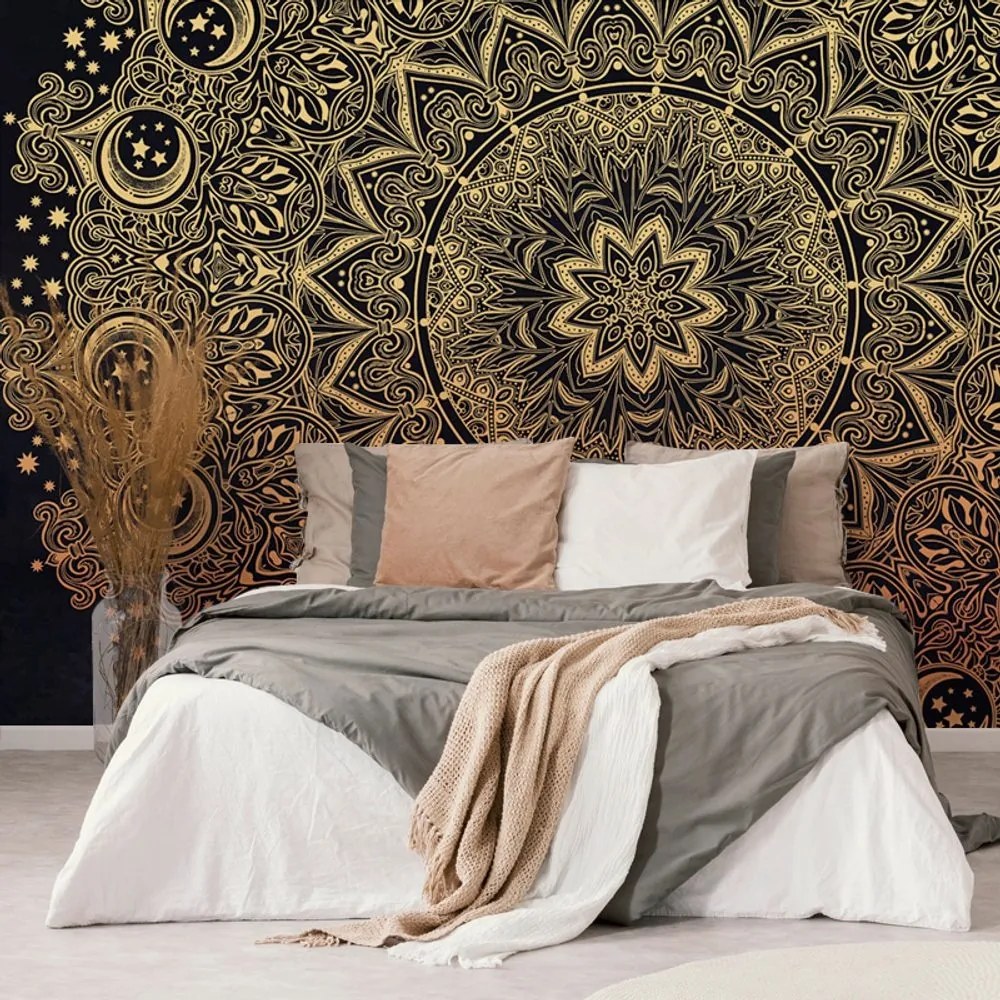 Tapeta zlatá orientální Mandala - 150x100 cm