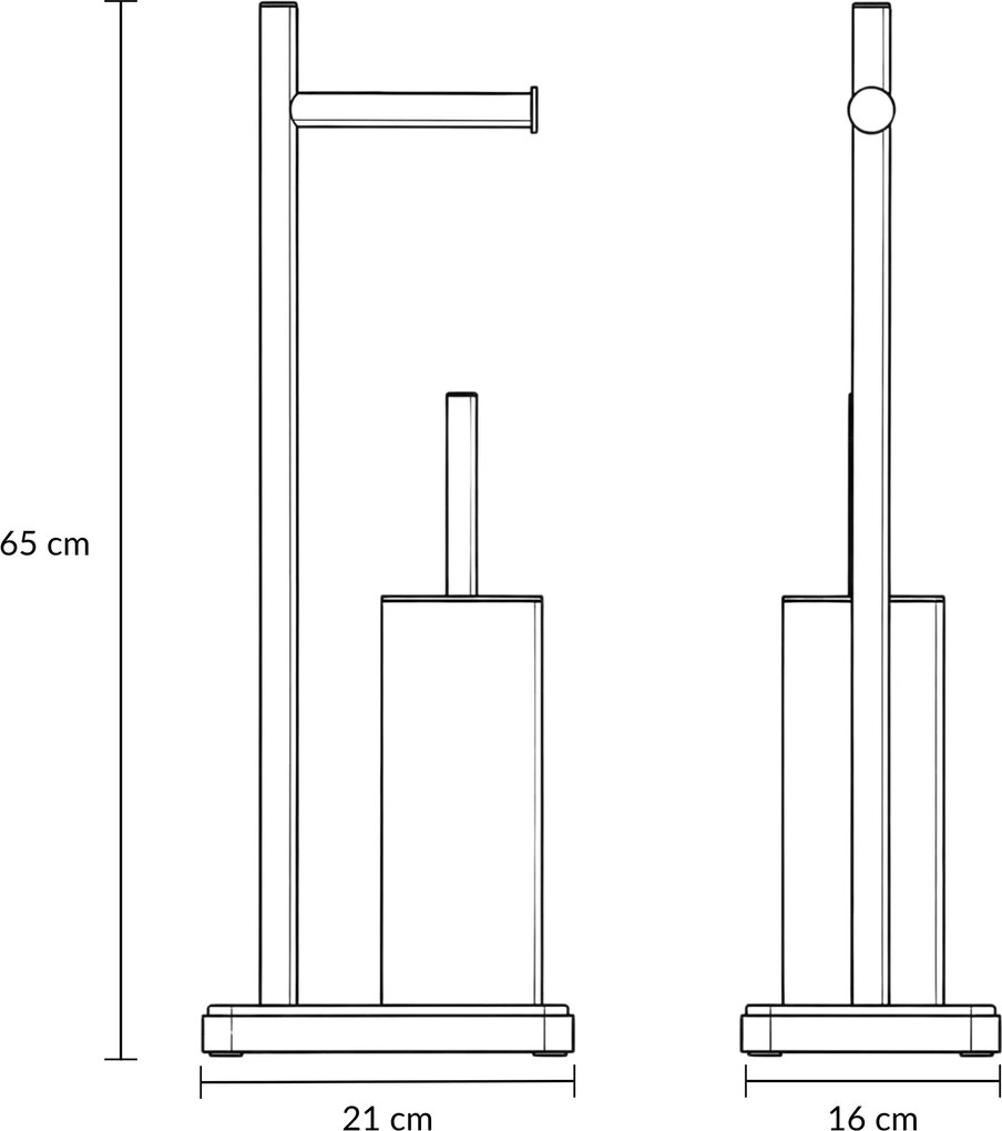 WC štětka s držákem na toaletní papír a bambusovou podložkou IVLO, 65 cm – černá