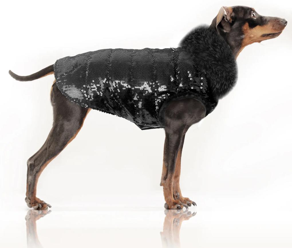 MILK&PEPPER Kabát pro psy Alya třpytivý černý Velikost: 29