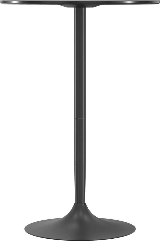 HOMCOM Moderní Vysoký Barový Stůl, Kulatý Kuchyňský Stůl pro 2 Osoby s Ocelovou Základnou a MDF Vrchní Deskou, Ø70x102 cm, Černý | Aosom