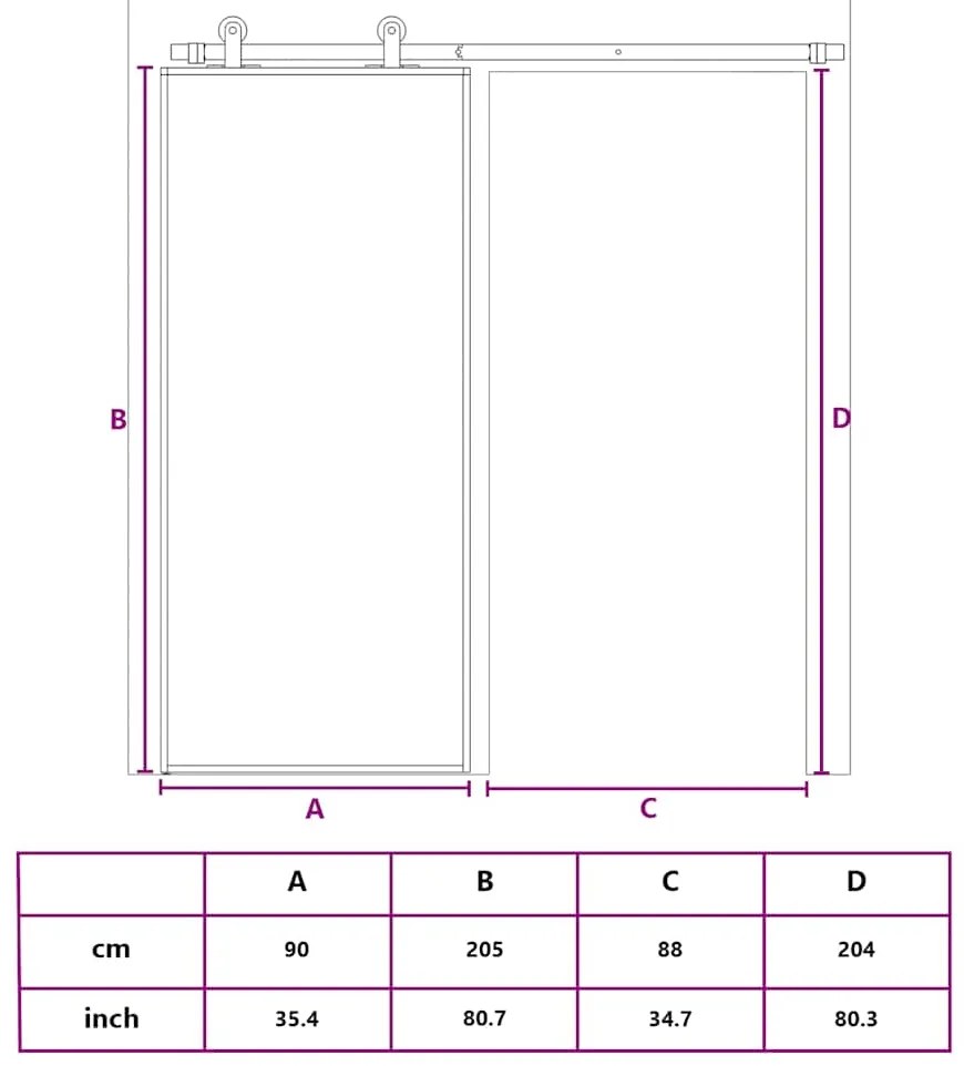 vidaXL Marketos Posuvné dveře ESG sklo a hliník 90 x 205 cm černé