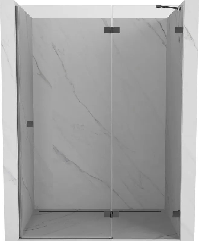 Mexen, Mexen Lunar pravé otočné sprchové dveře 130 cm, průhledné, pistolově šedé kartáčované - 834-130-000-66-00-P