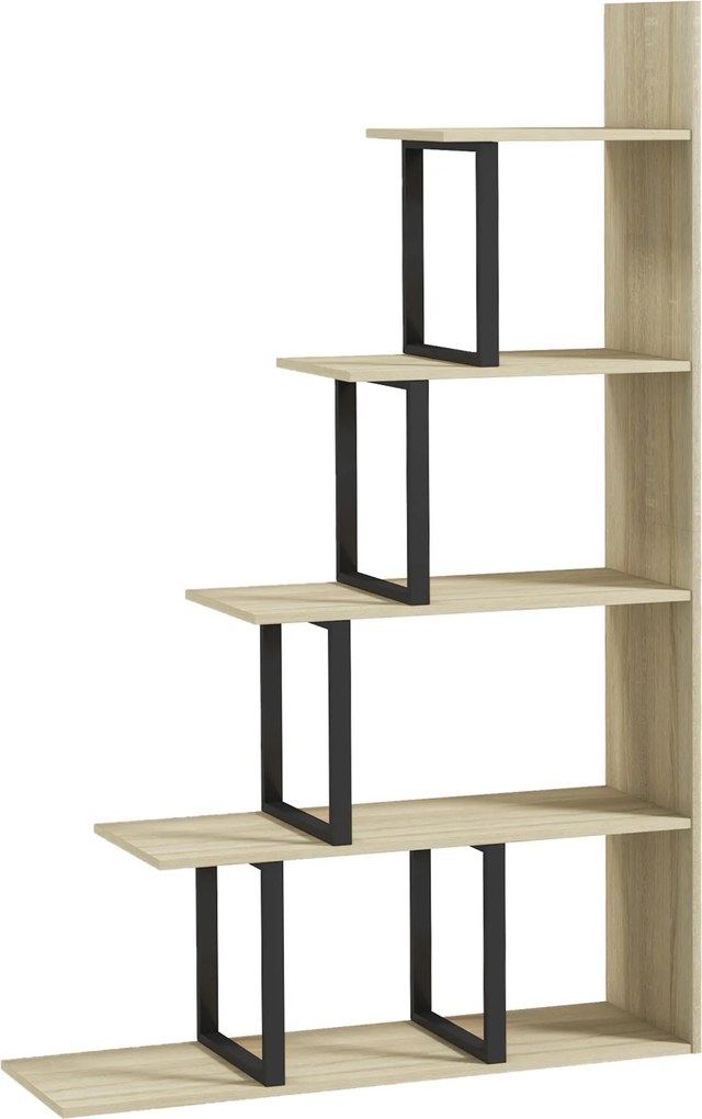 HOMCOM Knihovna v průmyslovém stylu s 5 policemi 102 x 30 x 160 cm Dub | Aosom