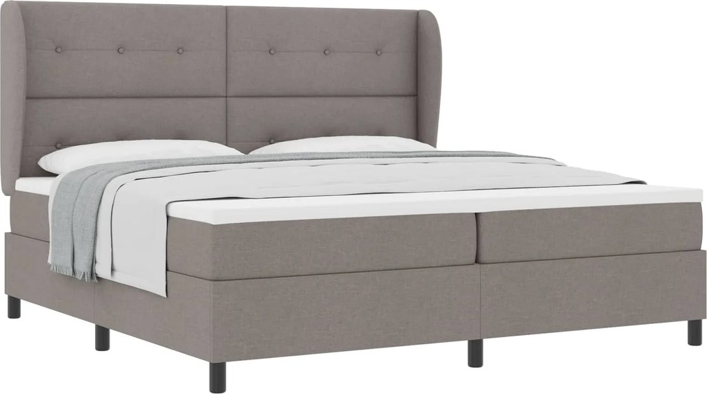 Postel s boxspringem s čelo Taupe 200 x 200 cm textil 3340589