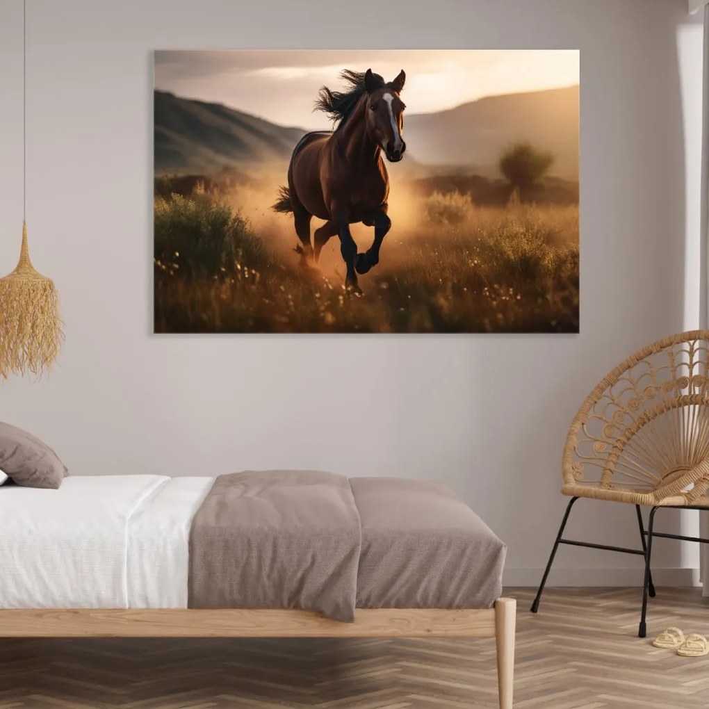 Obraz na plátně - Kůň v divoké přírodě FeelHappy.cz Velikost obrazu: 60 x 40 cm
