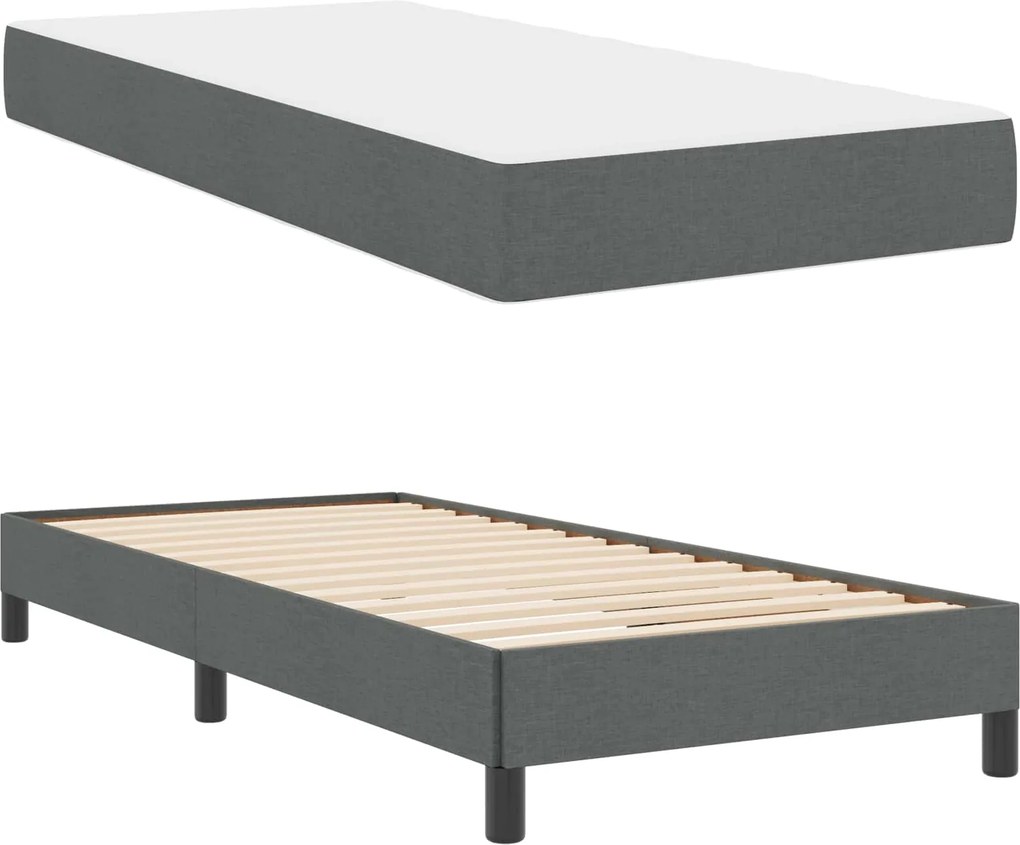 Postel s boxspringem Tmavě šedá 100 x 200 cm textil 3398466