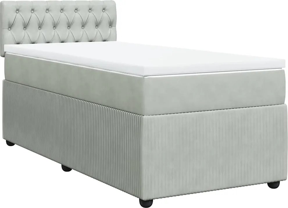 Box spring postel s matrací světle šedá 90x200 cm samet 3289944