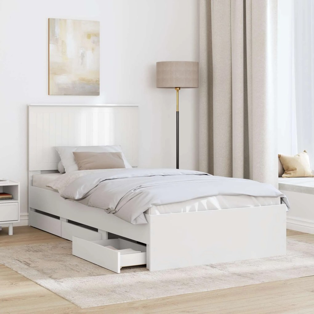 Rám postele se zásuvkou Bílá 100 x 200 cm Inženýrské dřevo 3411145