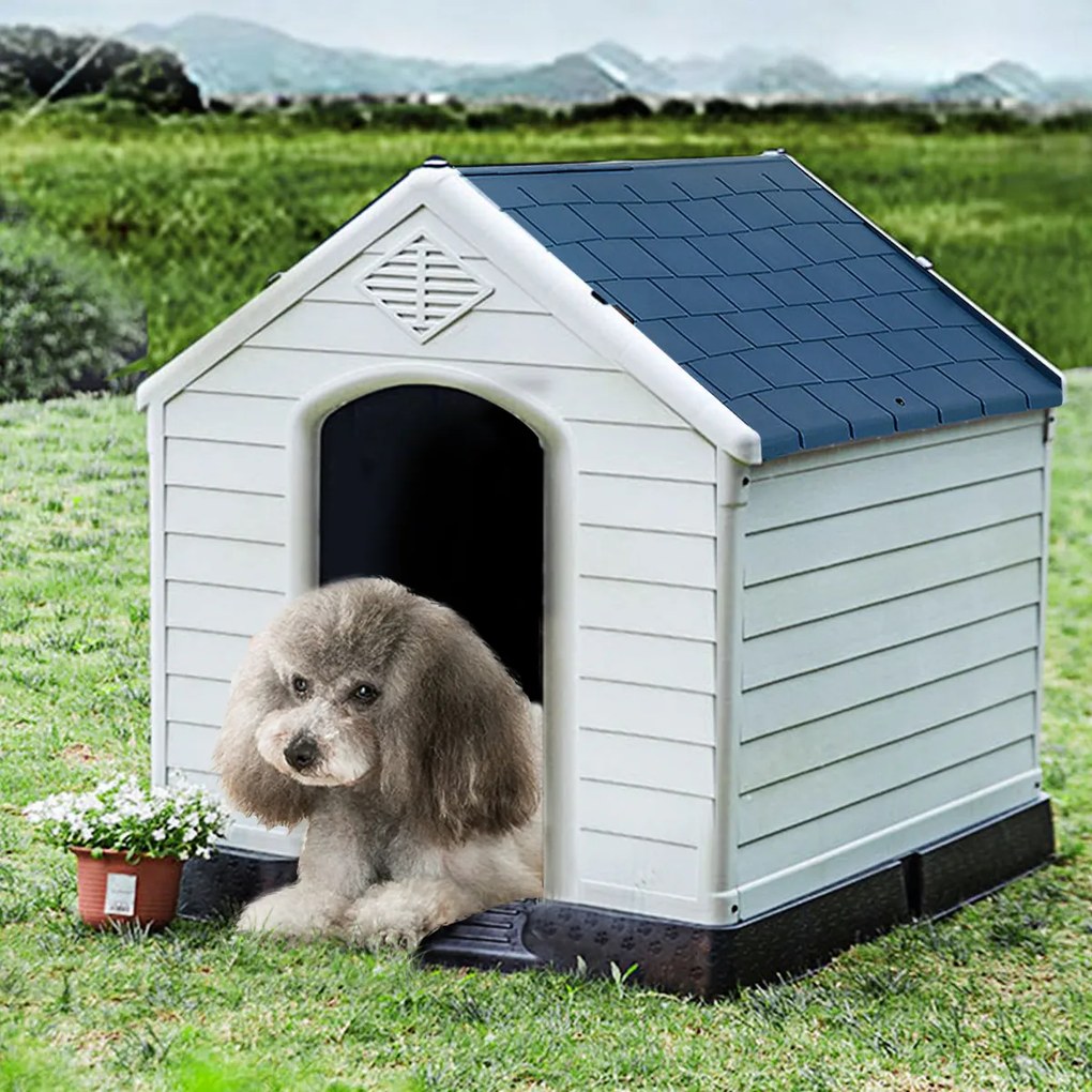 Costway Dog House Dog Jeskyně s vyvýšenou podlahou modro, modrá a bílá