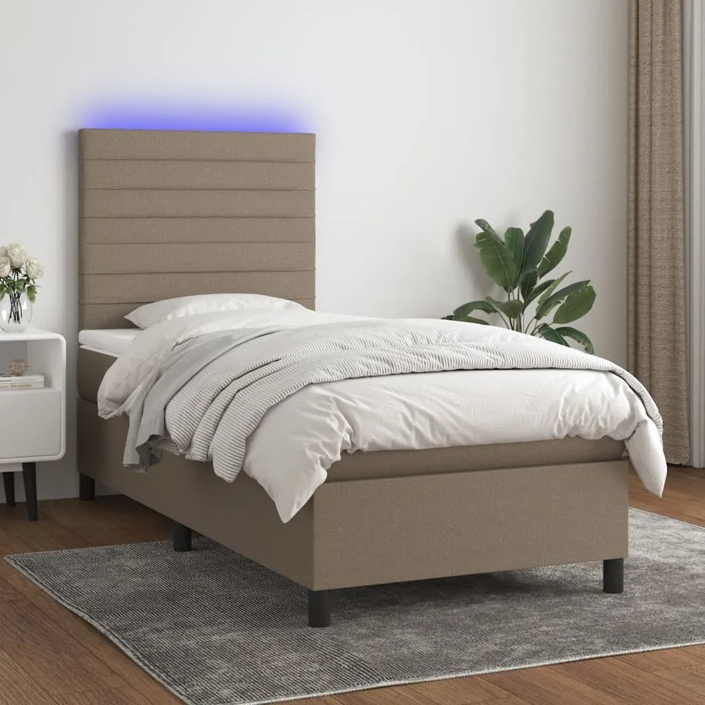 vidaXL Box spring postel s matrací a LED 80 x 200 cm textil [3134910] Barva: taupe