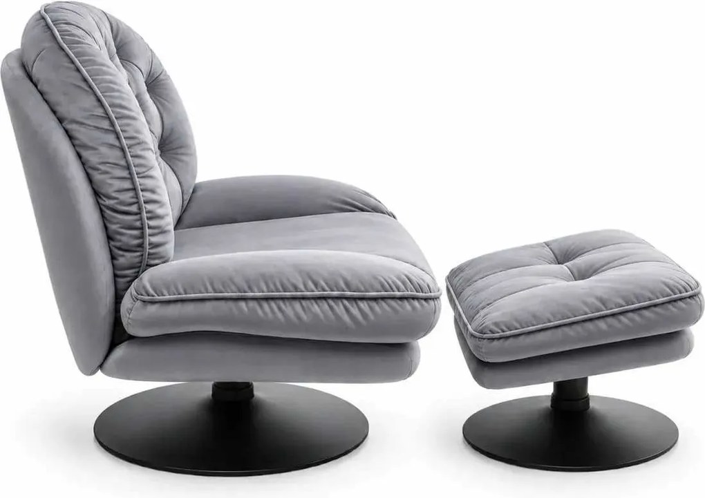 LuxuryForm DESIGN Otočné křeslo LUNA s podnožkou - šedé