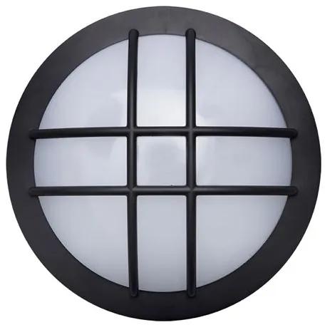 Solight Černé LED stropnínástěnné svítidlo kulaté s mřížkou 20W IP65